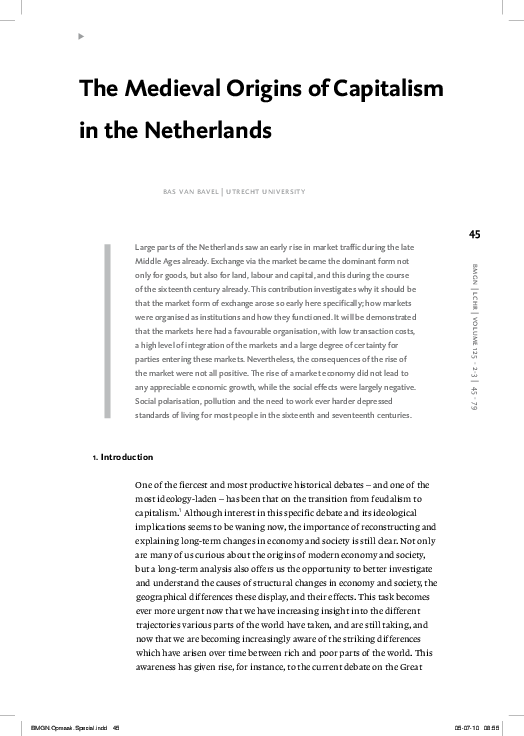 (PDF) The medieval origins of capitalism in the Netherlands