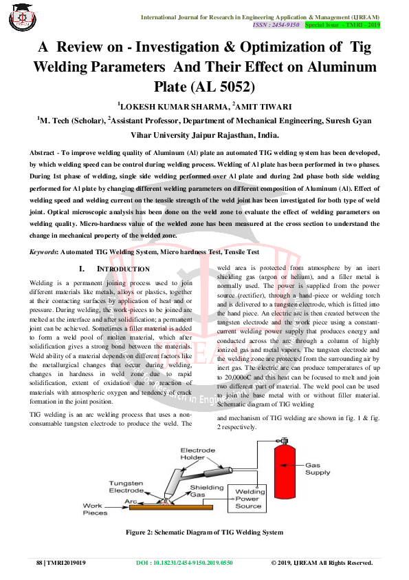 Pdf A Review On Investigation And Optimization Of Tig Welding Parameters And Their Effect On
