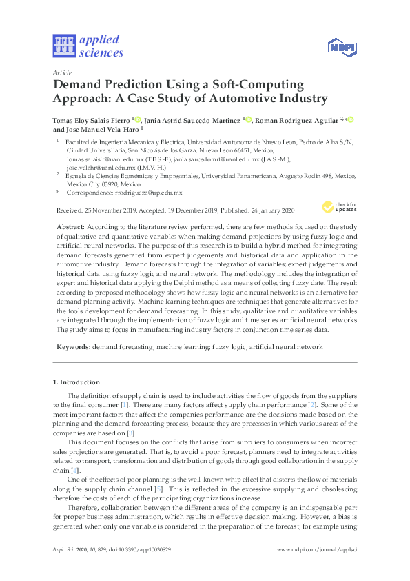 (PDF) Demand Prediction Using a Soft-Computing Approach: A Case Study of Automotive Industry