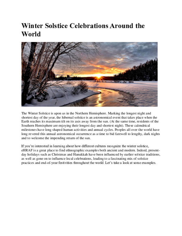 (PDF) Winter Solstice Celebrations Around the World