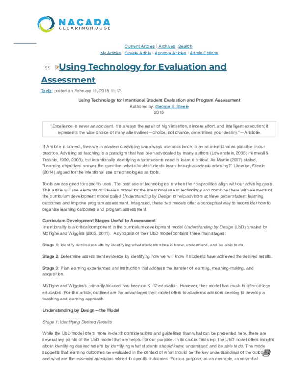 (PDF) Using Technology for Evaluation and Assessment | George Steele ...