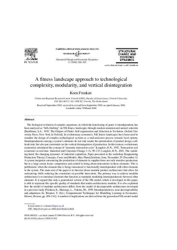 (PDF) A fitness landscape approach to technological complexity ...