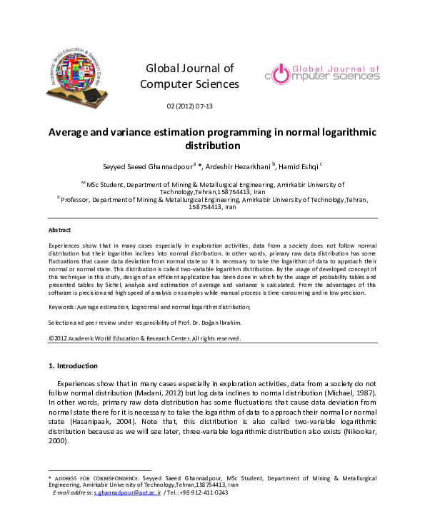 (PDF) Average and variance estimation programming in normal logarithmic ...