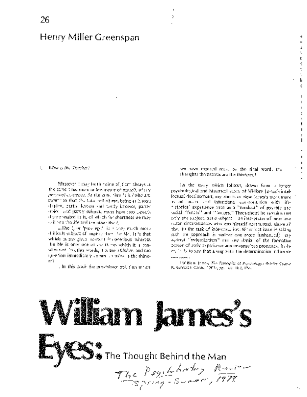 (PDF) William James's eyes: the thought behind the man
