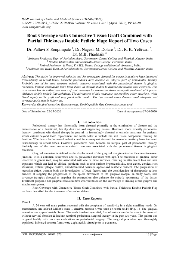 (PDF) Root Coverage with Connective Tissue Graft Combined with Partial ...