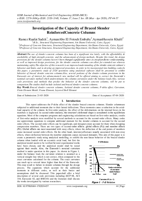 (PDF) Investigation of the Capacity of Braced Slender ...