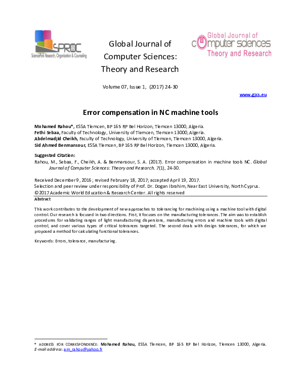 (PDF) Error compensation in machine tools NC