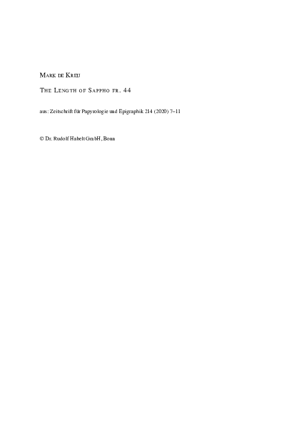 (PDF) The Length of Sappho fr. 44