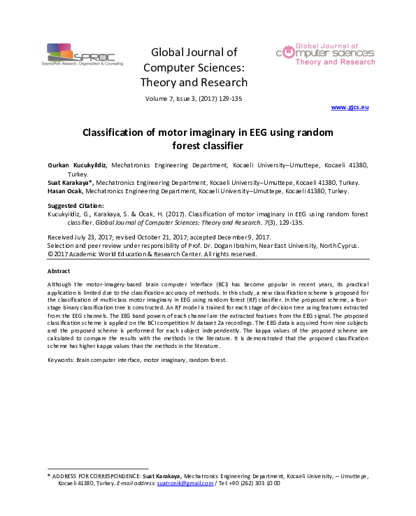 Pdf Classification Of Motor Imaginary In Eeg Using Random Global