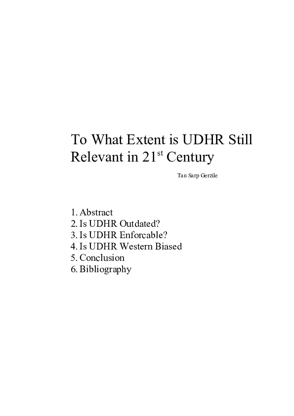 (DOC) To What Extent Is UDHR Still Relevant In 21st Century