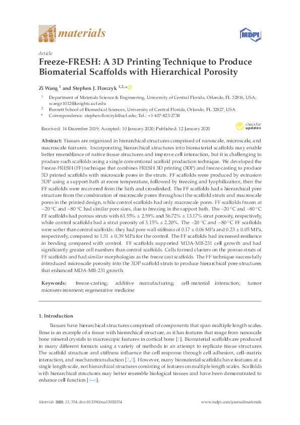 (PDF) materials Freeze-FRESH: A 3D Printing Technique to Produce ...