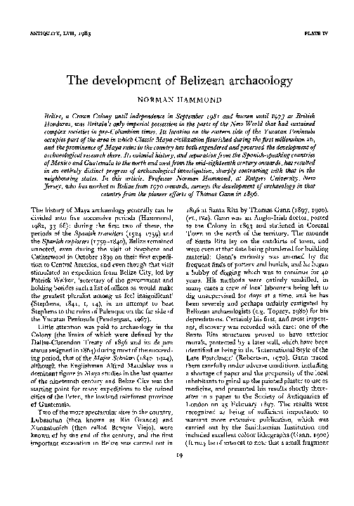 (PDF) The development of Belizean archaeology N O R M A N H A M M O N D