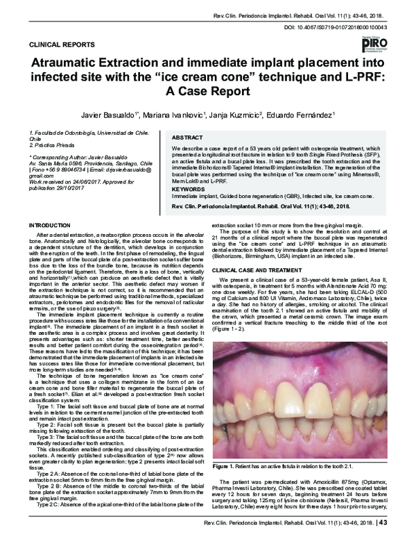 (PDF) atraumatic extraction and immediate implant placement into infected site with the "ice ...