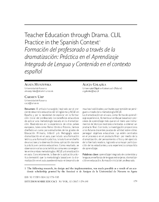 (PDF) Teacher Education Through Drama. CLIL Practice in the Spanish Context