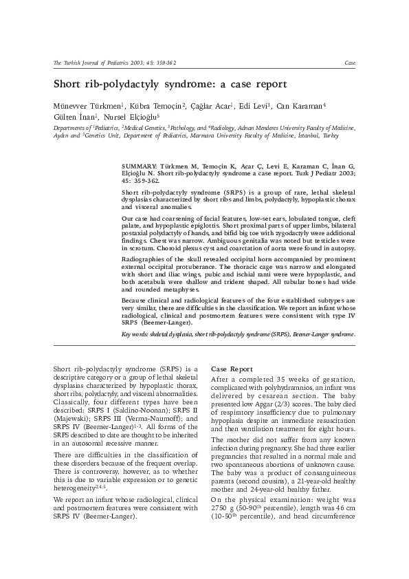 (PDF) Short rib-polydactyly syndrome: A case report | Edi Levi ...