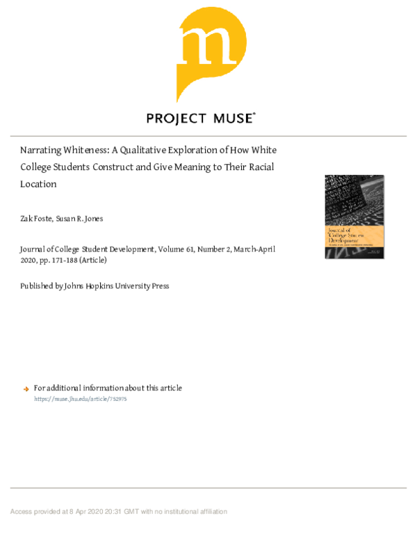 (PDF) Narrating Whiteness: A Qualitative Exploration of How White ...