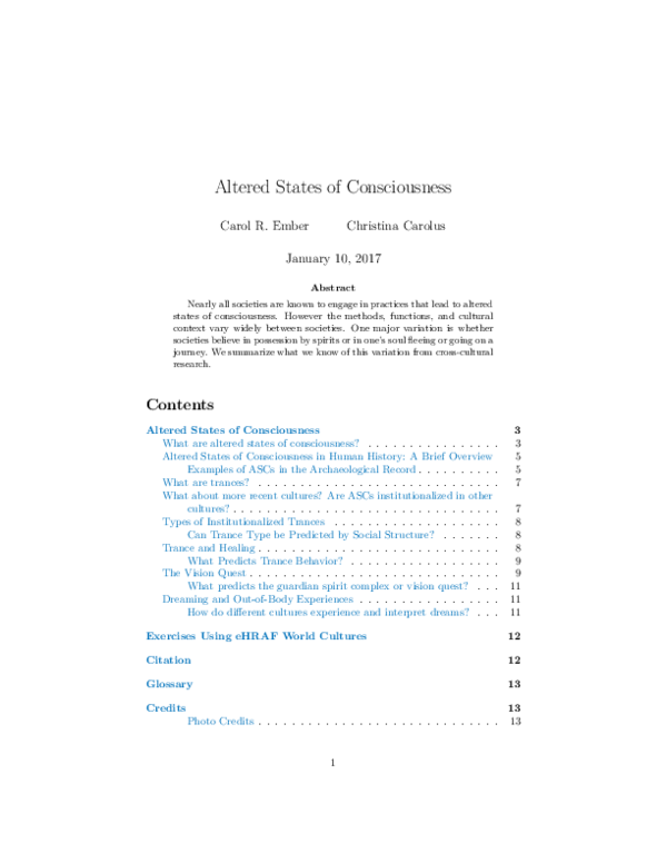 (PDF) Altered States of Consciousness
