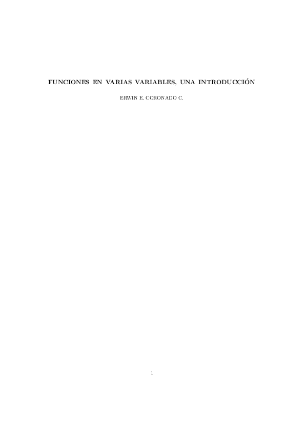 (PDF) Funciones en varias variables, una introduccion