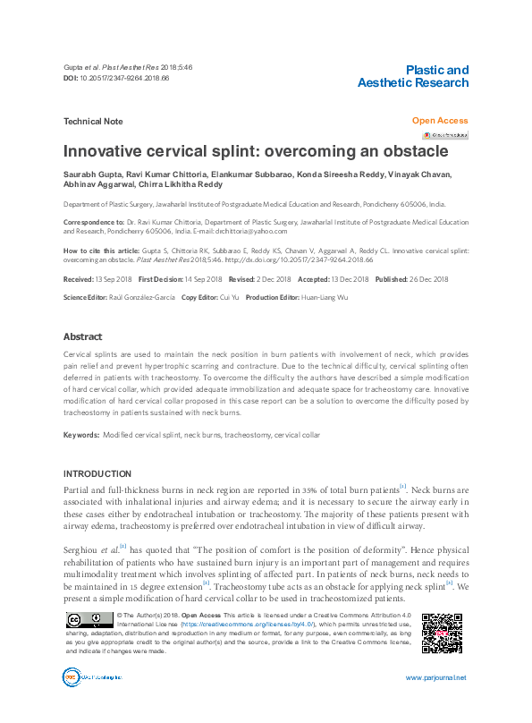 (PDF) Innovative cervical splint: overcoming an obstacle