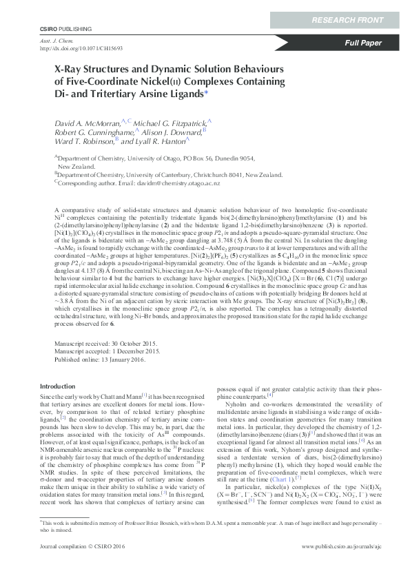 (PDF) X-Ray Structures and Dynamic Solution Behaviours of Five-Coordinate Nickel(II) Complexes ...