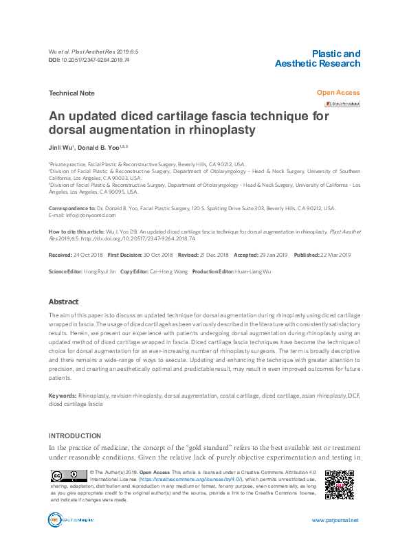 (PDF) An updated diced cartilage fascia technique for dorsal ...