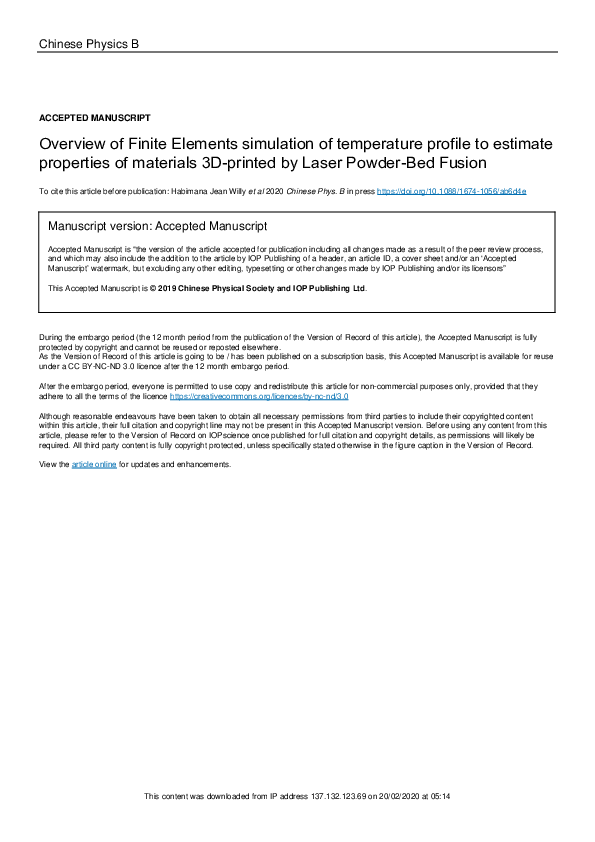 Pdf Overview Of Finite Elements Simulation Of Temperature Profile To