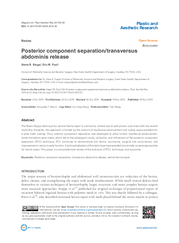 (PDF) Posterior component separation/transversus abdominis release