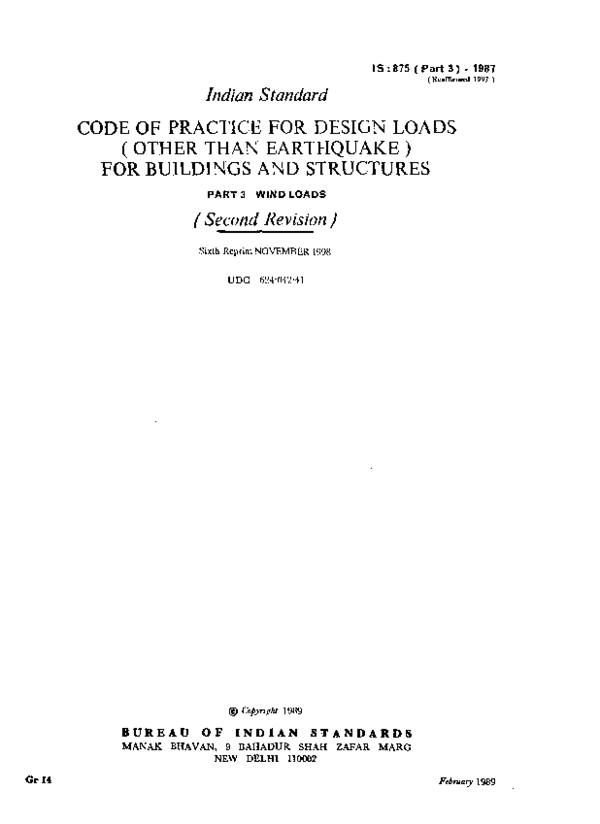 (PDF) Indian Standard CODEOFPRACTICEFORDESIGNLOADS (OTHERTHANEARTHQUAKE ...