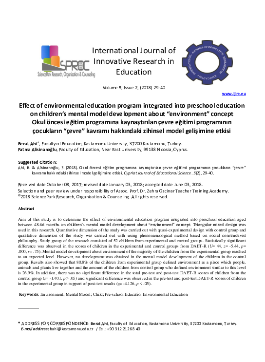 (PDF) Effect of environmental education program integrated into ...