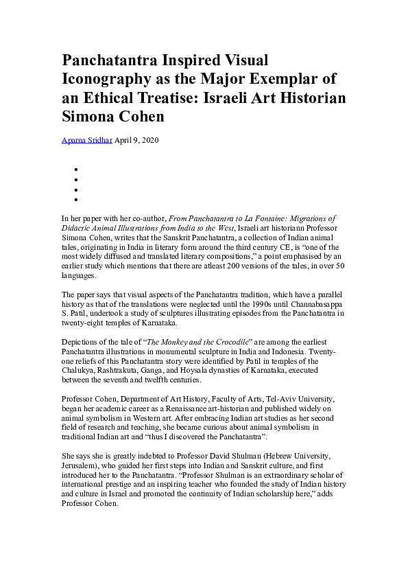 (DOC) Panchatantra Inspired Visual Iconography as the Major Exemplar of ...