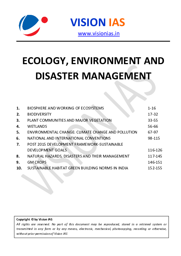 (PDF) VISION IAS ECOLOGY, ENVIRONMENT AND DISASTER MANAGEMENT
