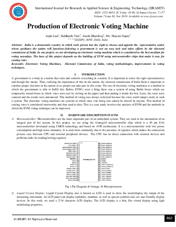 (PDF) Production of Electronic Voting Machine