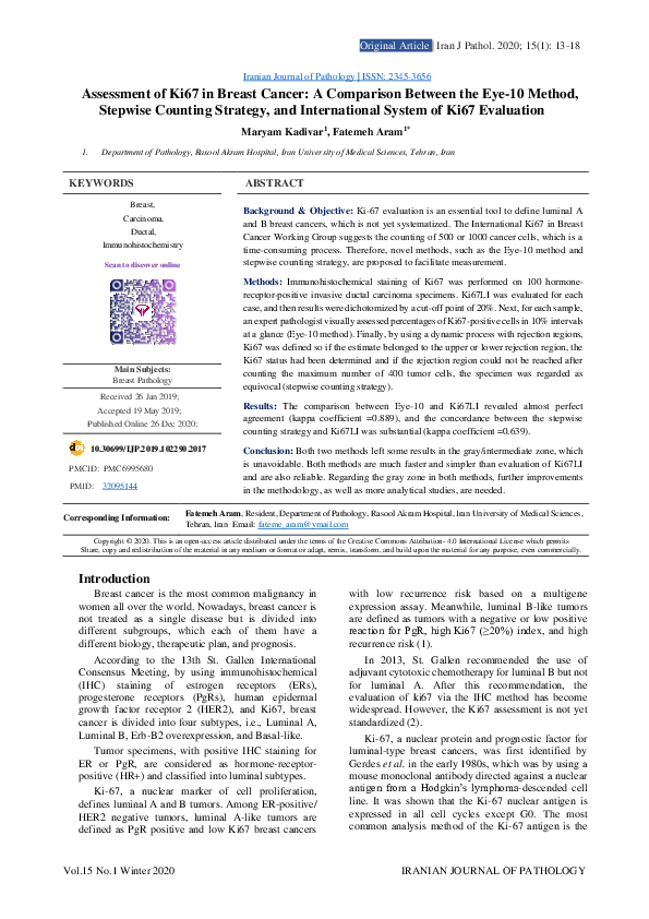 (PDF) Assessment of Ki67 in Breast Cancer: A Comparison Between the Eye ...