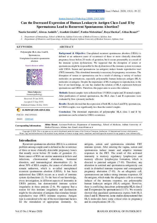 (PDF) Can the Decreased Expression of Human Leukocyte Antigen Class Ⅰ ...