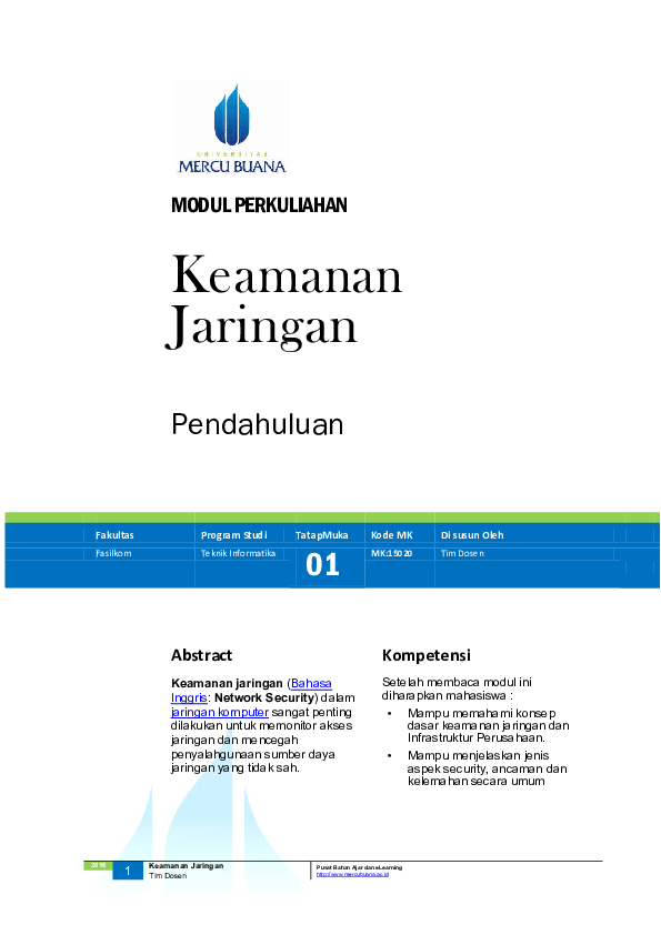 (PDF) Keamanan Jaringan Pusat Bahan Ajar dan eLearning