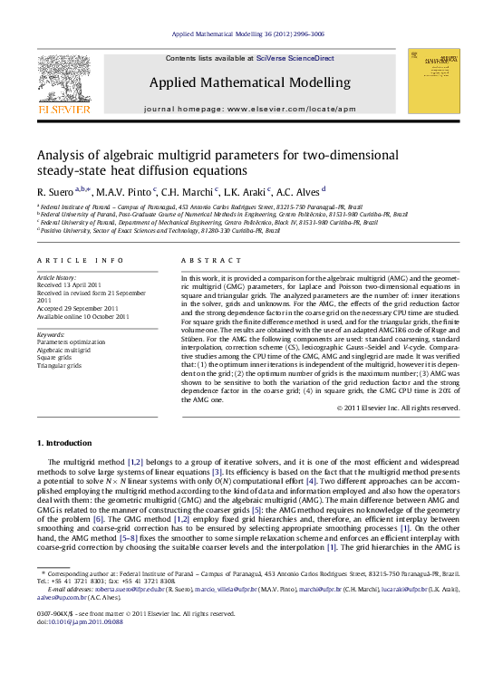 (PDF) Analysis of algebraic multigrid parameters for two-dimensional ...