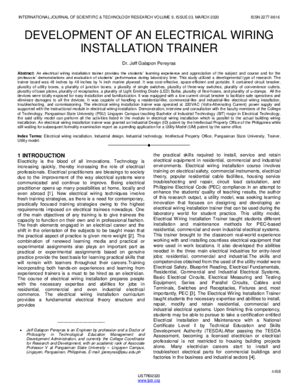 (PDF) DEVELOPMENT OF AN ELECTRICAL WIRING INSTALLATION TRAINER