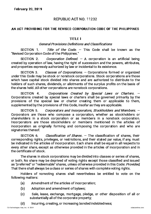 (PDF) -Revised Corporation Code of the Philippines