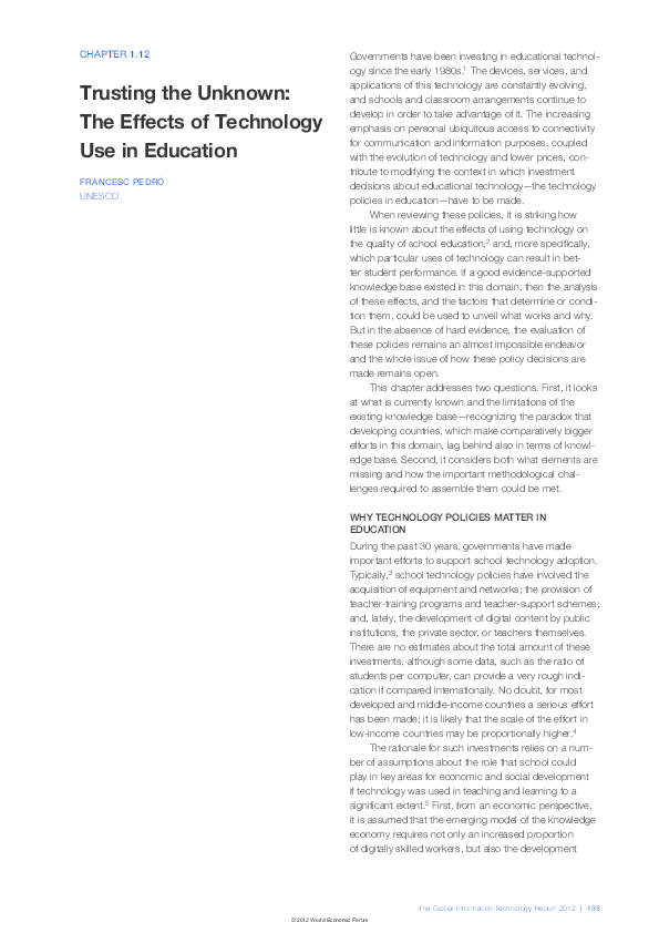 (PDF) Trusting the Unknown: The Effects of Technology Use in Education
