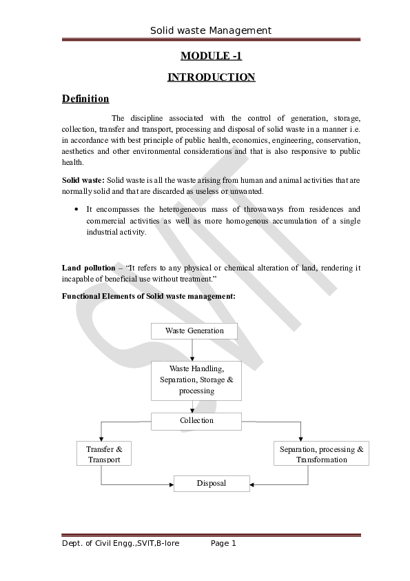 (PDF) Solid waste Management MODULE -1