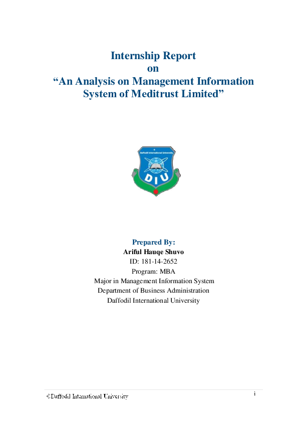 (PDF) Internship Report on "An Analysis on Management Information ...