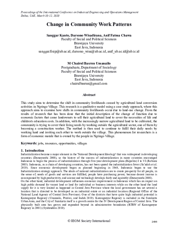 (PDF) Change in Community Work Patterns