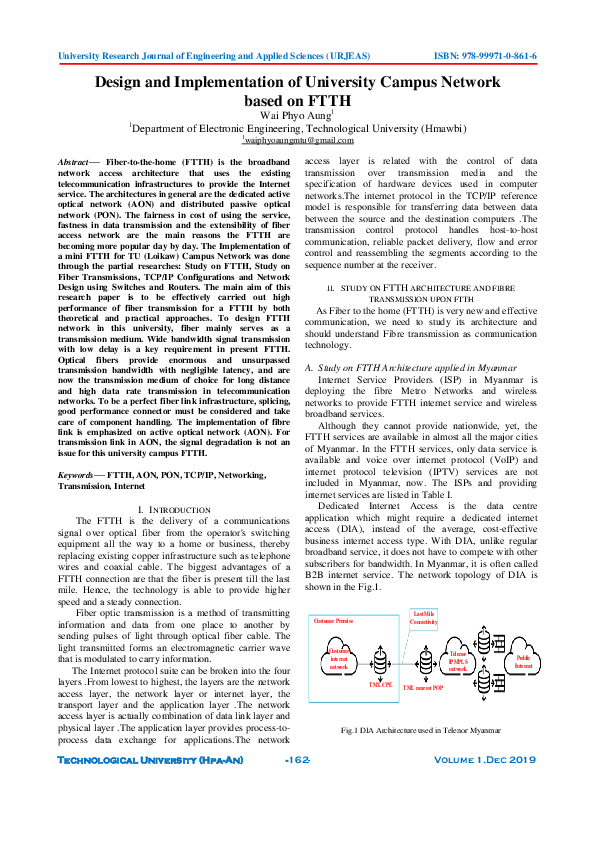 (PDF) Design and Implementation of University Campus Network based on FTTH