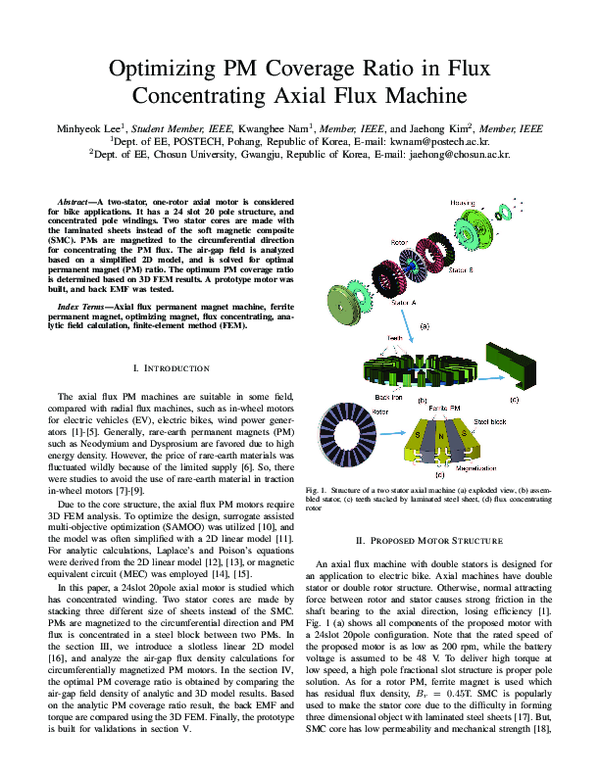 (PDF) Optimizing PM Coverage Ratio in Flux Concentrating Axial Flux Machine