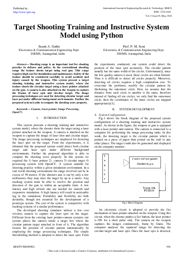 Pdf Ijert Target Shooting Training And Instructive System Model Using Python Ijert Journal