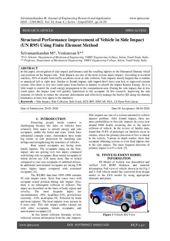 (PDF) Structural Performance improvement of Vehicle in Side Impact (UN ...