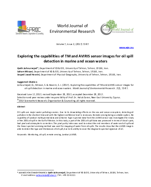 (PDF) Exploring the capabilities of TM and AVIRIS sensor images for oil ...