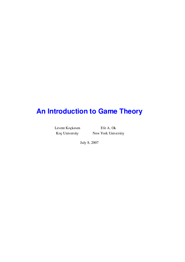 (PDF) An Introduction to Game Theory