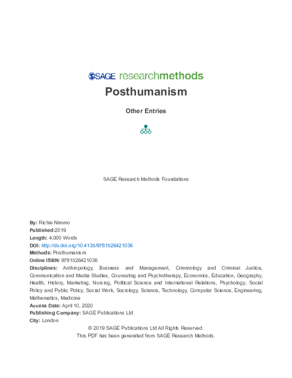 (PDF) Posthumanism