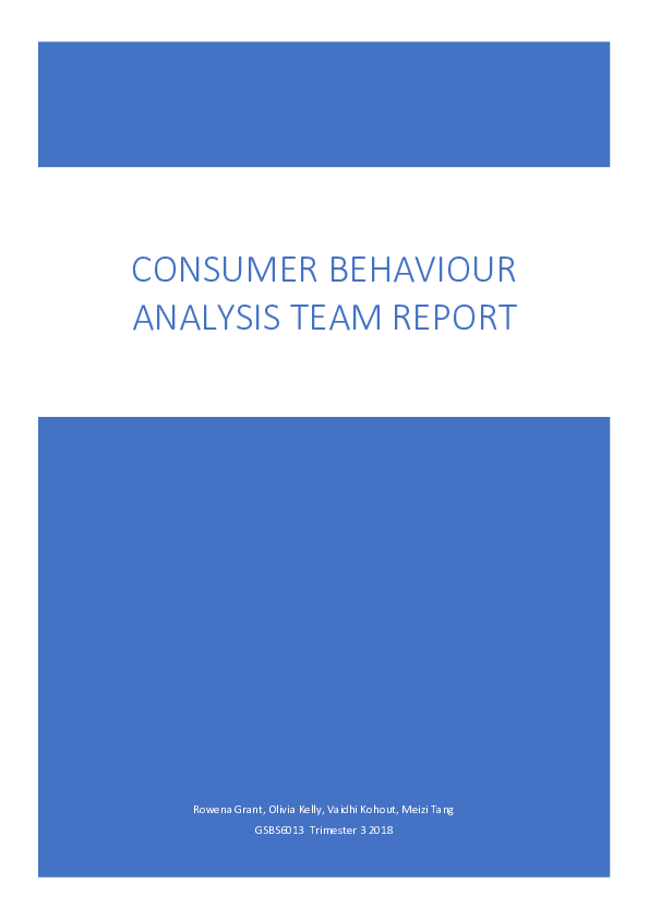 (PDF) CONSUMER BEHAVIOUR ANALYSIS TEAM REPORT